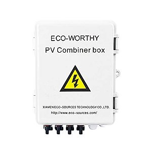 Gimax 4-String Solar PV Combiner Box W Circuit Breakers Surge Lightning Arrester Protection - (Ships From: United States)