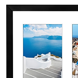 Americanflat 5x7 Double Picture Frame with Shatter-Resistant Glass - Fits Two 5x7 Photos or One 11x14 Picture - Signature Collection - Photo Frame for Wall Display - Black