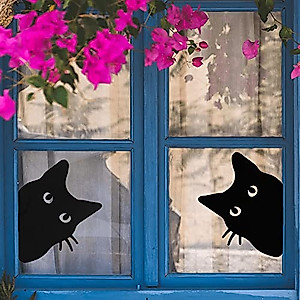 Metal Black Cat Garden Decorations, Outdoor Cat Yard Art Decor, Lawn Ornament Halloween Cat Gift for Cat Lovers, Funny Courtyard Animal Silhouette Statue, Black, Set of 3