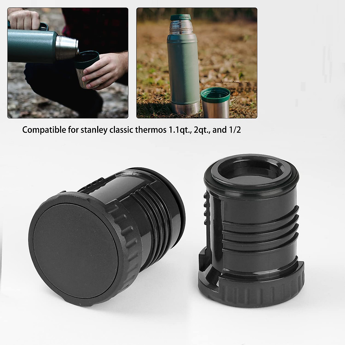 LUAATT Thermos Replacement Stopper,2 Pack Black Water Leakage Prevention Stopper For Stanley Classic Stainless Steel Vacuum Bottle(1.1 QT/1.5QT/2 QT)