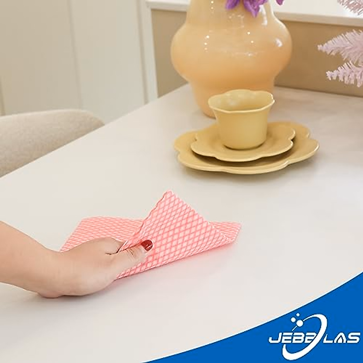 JEBBLAS Disposable Cleaning Towels and Dish Cloths, Reusable Towels,Handy Cleaning Wipes, 50 Count/Pack,Blue