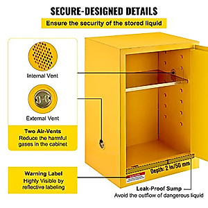 VEVOR Safety Cabinet 1, 18 x 18 x 35.4 inch, Yellow