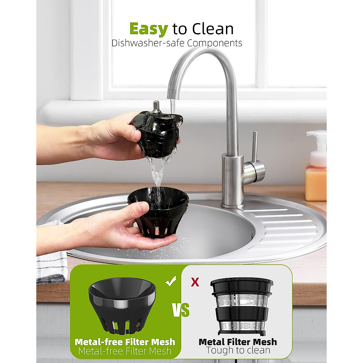 Cold Press Juicer with 8 Juice Bottles - Masticating Juicer Machines for Fruits and Veggies, 4.25" Large Feed Chute, Easy to Clean