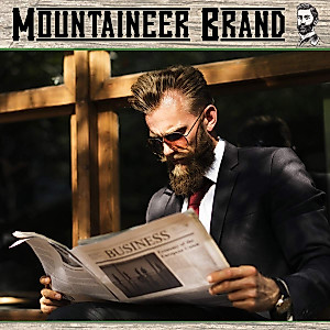 Mountaineer Brand Beard Grooming Care Kit for Men, Beard Oil (2oz), Conditioning Balm (2oz), Wash (4oz), Brush, WV Pine Tar Scent