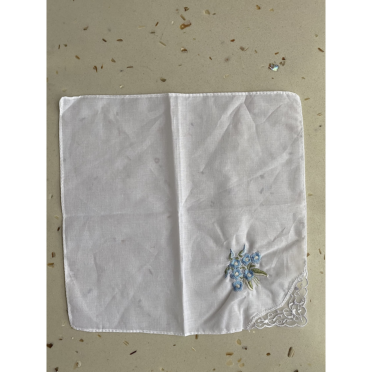 FTSUCQ Womens Vintage Floral Wedding Party Cotton Handkerchiefs, Embroidered with Lace (Lace Handkies-12PCS)