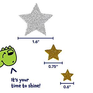 READY 2 LEARN Glitter Foam Stickers - Silver and Gold Stars - Pack of 168 - Self-Adhesive Stickers - Stickers for Scrapbooks and Cards