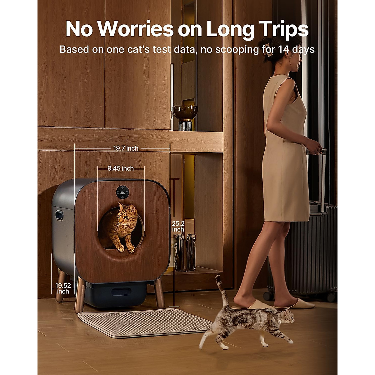 PAWBBY Self Cleaning Litter Box, Automatic Cat Litter Box Self Cleaning for Multi Cats, TUV Certified/Anti-Pinch/Safety Protection/Odor Removal/APP Control Extra Large Litter Box with Mat & Liner