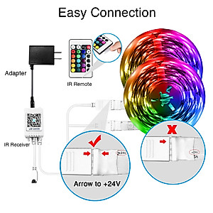DAYBETTER Led Strip Lights 100ft (2 Rolls of 50ft) Smart Light Strips with App Control Remote, 5050 RGB Led Lights for Bedroom, Music Sync Color Changing Lights for Room Party