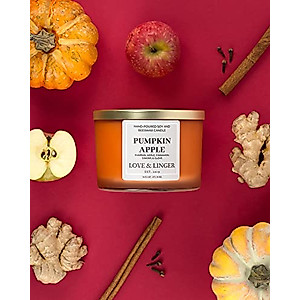 Pumpkin Apple Candle | Fall Candles | Luxury Soy & Beeswax Candles for Home | 16 oz. Large Jar 3 Wick Candle | Thanksgiving Candle | Fall Scented Candle | Autumn Candles
