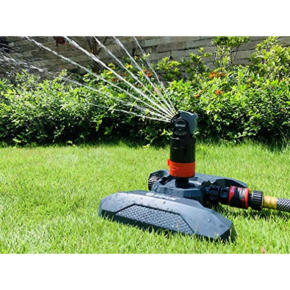 Eden 94124 Multi Pattern Turbo Gear Drive Sprinkler Plus Misting System, with Quick Connect Set, 360 Degree Coverage