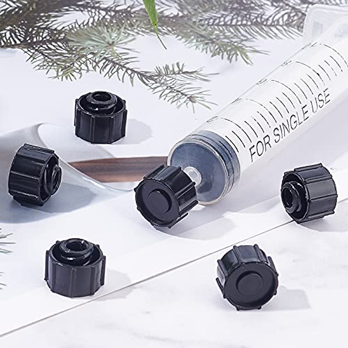 OLYCRAFT 50pcs Black Syringe Tip Caps 10mm Thick Luer Lock Tip Syringe Luer Lock Cap 12~12.5mm Diameter No Needle Tip Cap for Feeding Tubes Black Syringe Tip Cap