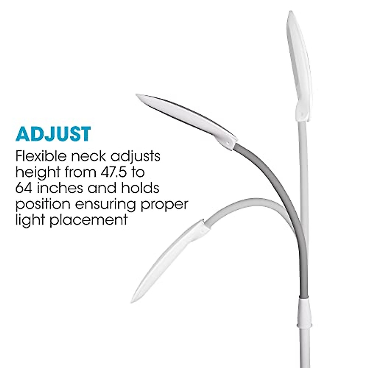 OttLite LED Floor Lamp with ClearSun LED Technology - Adjustable Height, Touch Controls & 3 Brightness Settings, Natural Lighting - Floor Lamp for Living Room, Bedroom, Crafting, Dorms & Reading