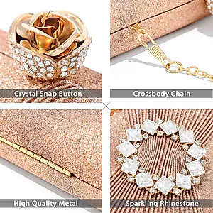 Yokawe Women Evening Bag Glitter Pleated Clutch Purse Rhinestone Handbags for Bridal Wedding Prom Party (Champagne)