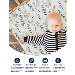 TotAha Botanical Pack and Play Sheets Fitted, Compatible with Graco Pack N Play Playard Crib, Babyletto, Dream on Me, Baby Trend, and Other Playpen Mattress, Premium Soft Mini Crib Sheets, 2 Pack