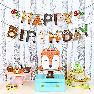 LaVenty Set of 15 Woodland Party Supplies Animal Birthday Banner Woodland Animals Banner Forest Animal Friends Themed Party Decorations Woodland Animals Baby Shower Birthday Party Decorations