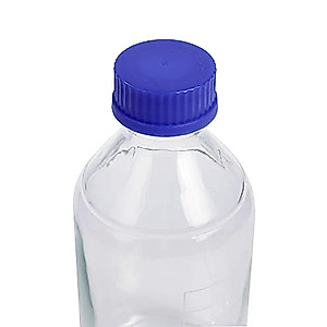 Moonetto 4 Pieces 1000ml Graduated Round Media/Storage Glass Bottle With GL45 Blue Polypropylene Screw Cap