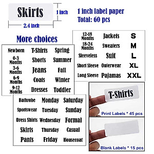 TraGoods 20 Pack White Clothing Rack Size Dividers Plus 90 Labels (1 Inch) and 20 Large Blank Labels, Large Rectangular Clothing Closet Dividers (Pearl White)