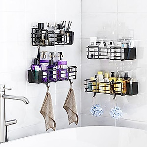 YGMMGY Shower Caddy Bathroom Organizer Adhesive Shelves 4 Packs Large Capacity Shower Racks, Rustproof Stainless Steel Bathroom Shower Organizer
