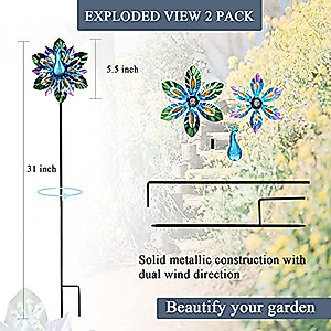 Wind Spinners Outdoor Metal- 2 Pack Peacock Wind Spinner Wind Sculpture Garden Outdoor Lawn Decor 31’’ H 5.5’’ W