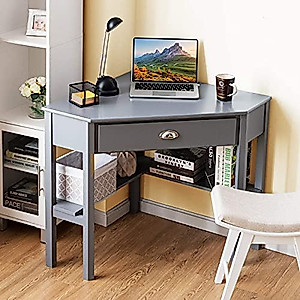 Goplus Corner Desk, Grey