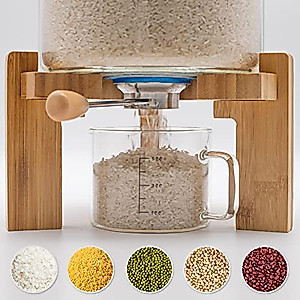 Glass Rice Airtight Dispenser 8L with Stand,Rice Holder Dispenser,Cereal Dry Food Storge Container Food Dispenser Countertop for Kitchen Organization and Pantry Store(8 L)