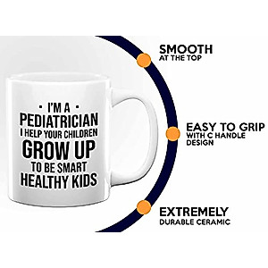 Flairy Land Pediatrician Coffee Mug 11oz White - Grow Up Smart - Physician Tiny Human Doctor Pediatric Nurse Funny Children Kids Pediatric Appreciation