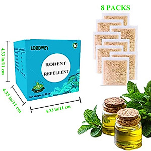LORDWEY Rodent Repellent, 8 Pack Pest Control Pouches, Plant Peppermint Oil to Repel Mouse, Mice, Rats, Roaches, Ants, Insects for Indoor, Garden & Attic, Blue