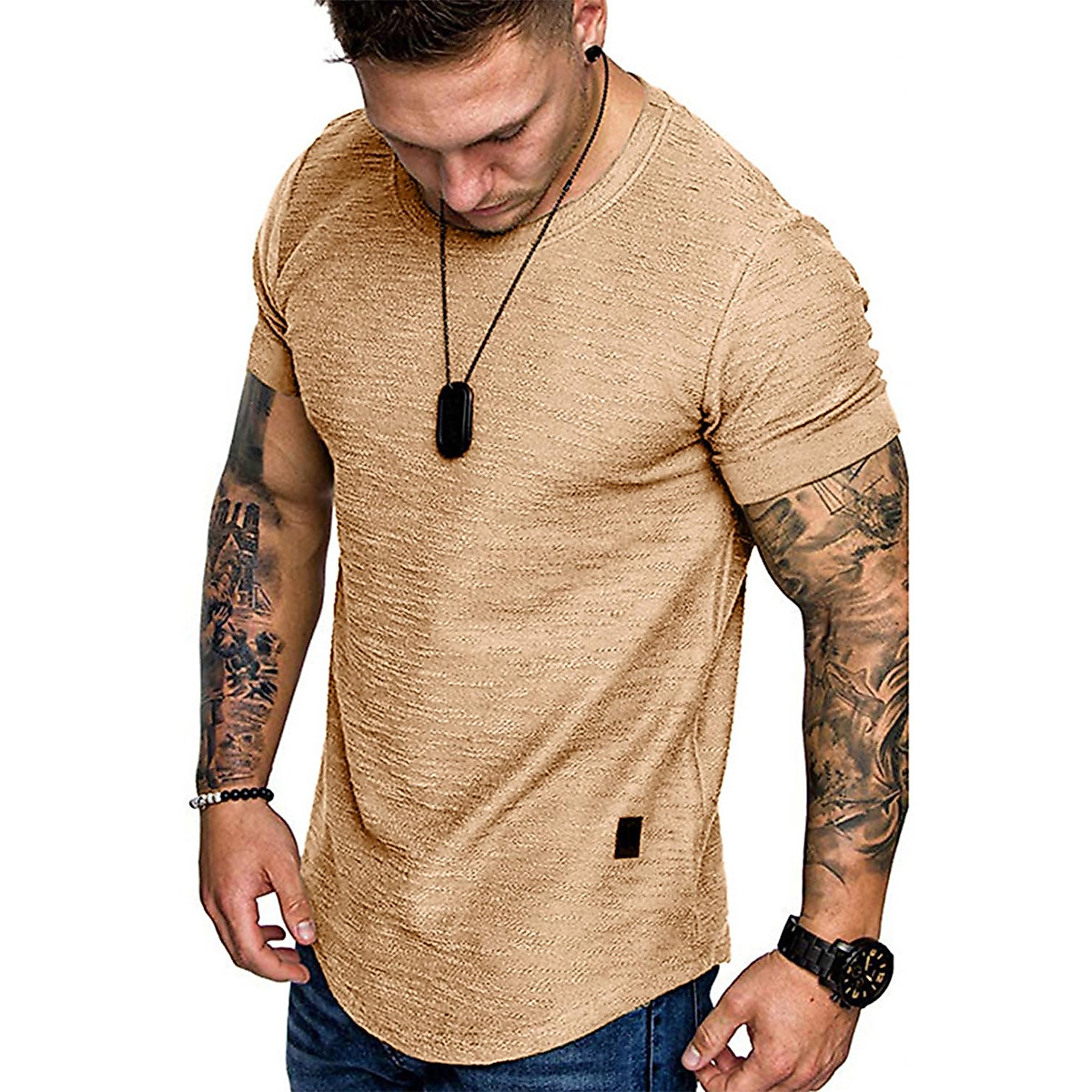 Fashion Mens T Shirt Muscle Gym Workout Athletic Shirt Cotton Tee Shirt Top X-Large