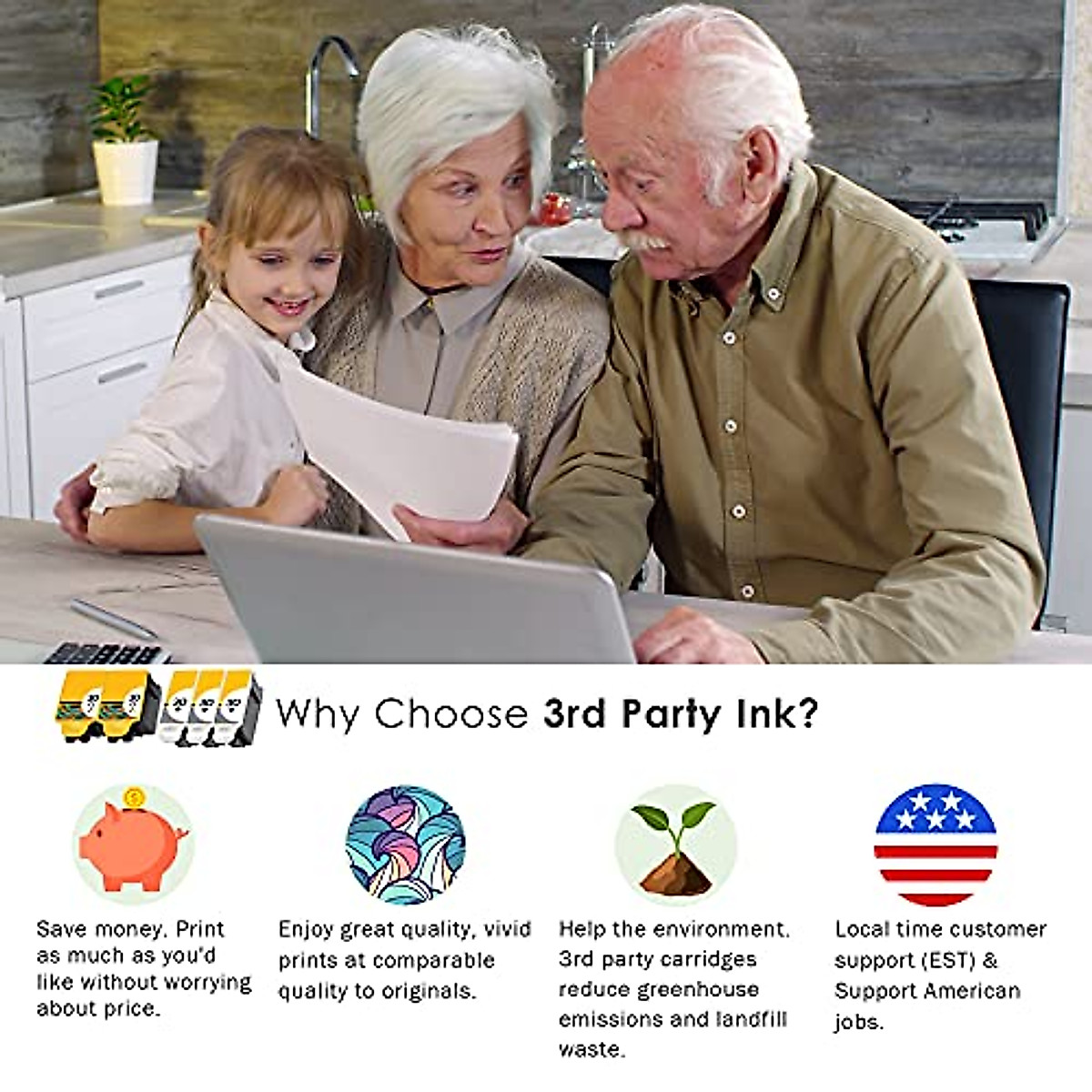 Limeink© 5 Pack Remanufactured 30XL Ink Cartridges (3 Black, 2 Color) Use Replacement for ESP: 3.2, C110, C310, C315, Office 2150, Office 2170, Hero 3.1 Hero 5.1 Series Printers 1550532 1341080