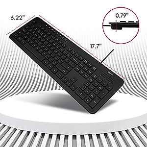 Macally Wired Keyboard, Ergonomic Computer Keyboard Wired - Slim External Keyboard for Laptop and Desktop - USB Keyboard with 5ft Cable and Numeric Keypad - Windows PC Keyboard for Office and Home