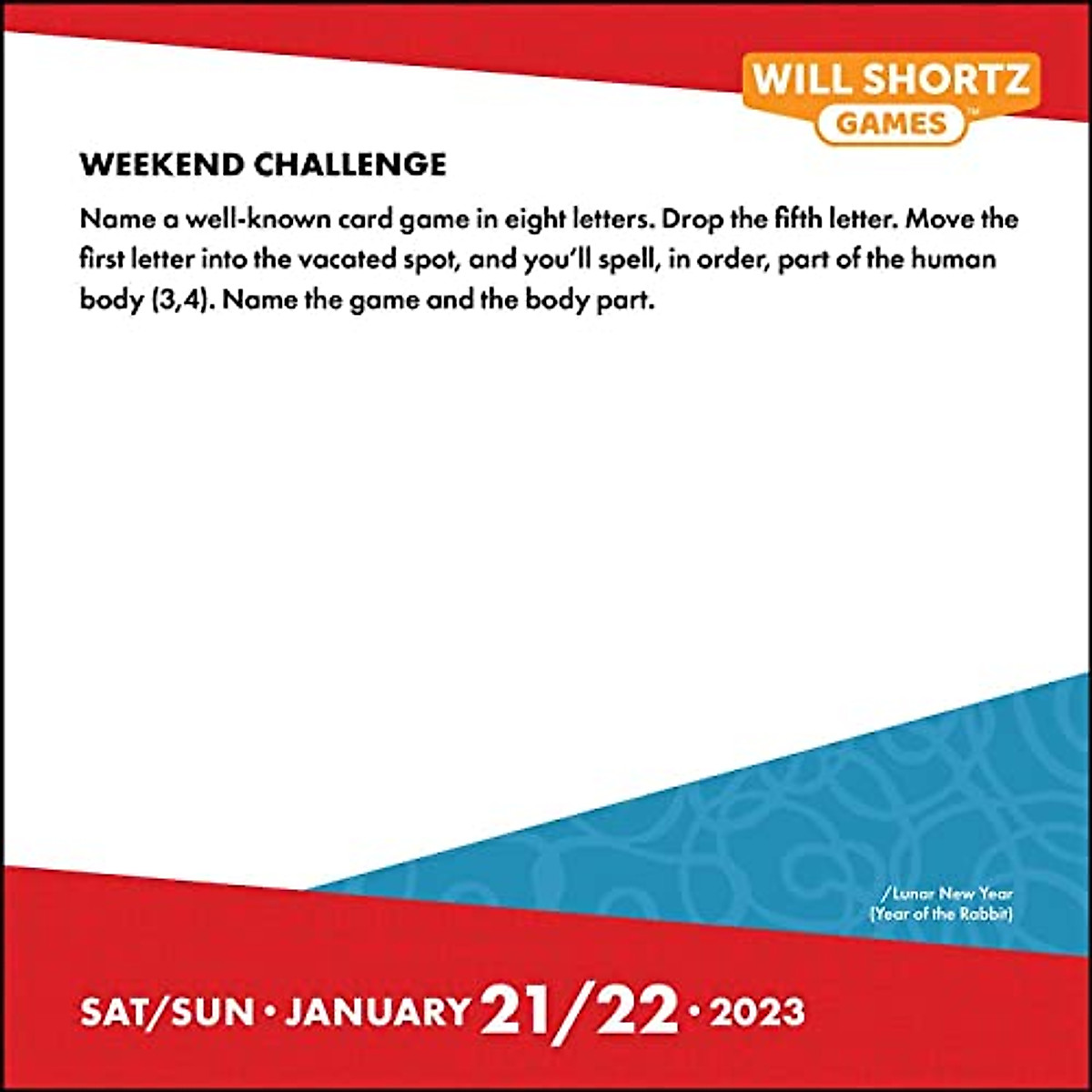 Will Shortz Games: Brain Twisters 2023 Day-to-Day Calendar: Fun Daily Word Teasers