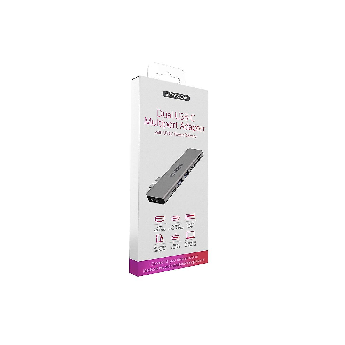 Sitecom CN-391 Dual USB-C Multiport Adapter for MacBook Pro - 2X USB-C to 1x HDMI + 2X USB 3.1 + USB-C 3.1 + UBS-C 3.1 Power Delivery