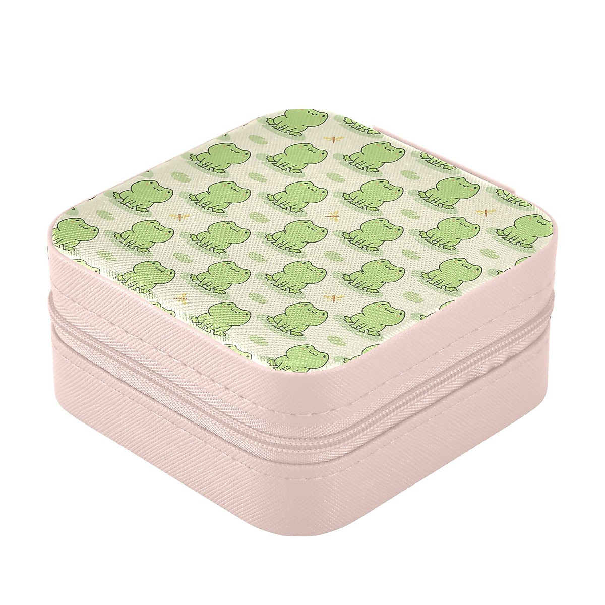 linqin Travel Jewelry Box Organizer Cute Frog Pattern Portable Jewelry Storage Box Case for Earring Rings Necklace Bracelets Accessories Gifts for Women Gis Wife Daughter