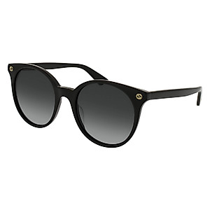 Gucci GG0091S-001-52 Rectangular Sunglasses, Black (Black/Grey), 52