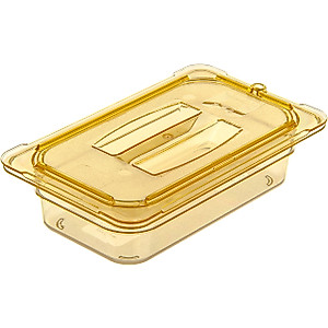 Carlisle FoodService Products 10490U13 StorPlus High Heat Universal Handled Food Pan Lid, Quarter Size, Amber