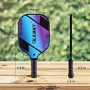 OLANNY Pickleball Paddles Set of 4 Graphite Pickleball Set with Honeycomb Core and Comfort Grip,Pickle-Ball Equipment Includes 4 Pickleball Racquets,6 Balls,4 Pickleball Grip Tape & 1 Portable Bag