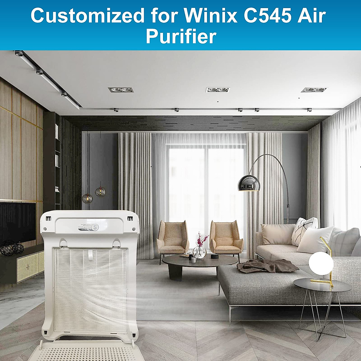 C545 HEPA Replacement Filters Compatible with Winix C545, P150, B151 Air Purifier, replace for Filter S, Air Filter Part# 1712-0096-00,2522-0058-00,2 H13 True HEPA + 8 Prefilter