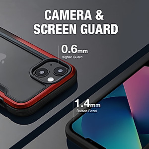 RAPTIC Shield for iPhone 13 Case for iPhone 14 Case, Shockproof Protective Clear Case, Military 10ft Drop Tested, Durable Aluminum Frame, Anti-Yellowing Technology, Red Gradient