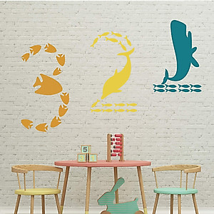 Ocean Wall Decal- Under The Sea Fish Vinyl Wall Stickers for Kids Boys Girls Room Bedroom Nursery Decor
