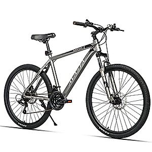 AVASTA Adult Mountain Bike 21-Speeds 26-Inch Wheels for Men and Wowen, Aluminum Frame Disc Brakes Mountain Bicycle, Front Suspension,Size S,Grey