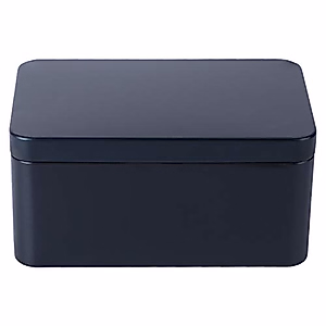 DOITOOL Metal Container Rectangular Tin Box with Lids, Portable Tea Storage for Tea, Candy, Candle, Jewelry - Black (13x8x6cm) Small Tin Box