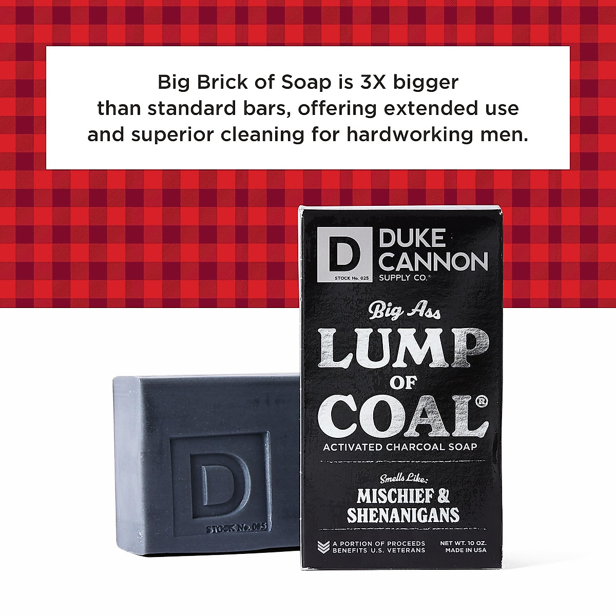 Duke Cannon Supply Co. Big Brick of Soap Bar for Men Holiday Edition - Big Lump of Coal (Bergamot & Black Pepper Scent), 10 oz. (1 Pack)