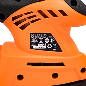 Seel Force PMS120 12000 OPM Mouse Detail Sander with 360 degree Rotatable Sanding Pad, Efficient Dust Collection System and 20 pcs Sandpapers for Tight Spaces Sanding in Home Decoration DIY