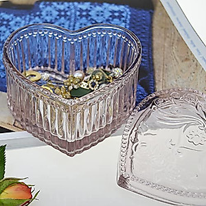 Gaolinci Crystal Glass Heart-Shaped Storage Box Embossed Jewelry Box Candy Box with Lid