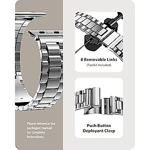 Fullmosa Compatible Apple Watch Bands 49mm 45mm 46mm 44mm 42mm 41mm 40mm 38mm, Metal iWatch Band with Case for Apple Watch Ultra Series 10 9 8 7 6 5 4 3 2 1 SE, 49mm Silver