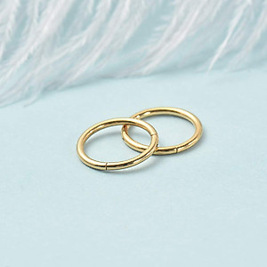 OreilleStar Nose Rings Septum Hoops Hypoallergenic 316L Surgical Steel Small Round Clicker Hinged Earrings Gold 16Gauge 6MM for Helix Cartilage Daith Snug Tragus Lobe