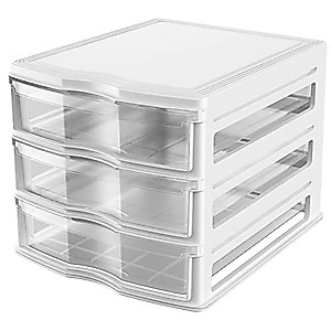 Life Story 3 Drawer Stackable Shelf Organizer Plastic Storage Drawers for Bathroom Storage, Make Up, Or Pantry Organization, White
