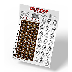 Left Handed Guitar Fretboard & Chord Chart - Instructional Poster for Left Hand Beginner 11"x17" Easy | A New Song Music