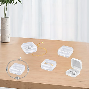 BAMXSXBO 40pcs Mini Plastic Jewelry Box Storage,Mini Earring Box Organizer,Tiny Plastic Container for Earrings Chains