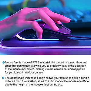 PATIKIL Rounded Curved Edges Mouse Feet Skates Pads 0.6mm w Cleaning Paper for G502 Wired Gaming Mouse Feet Replacement White 6Pcs/1 Set